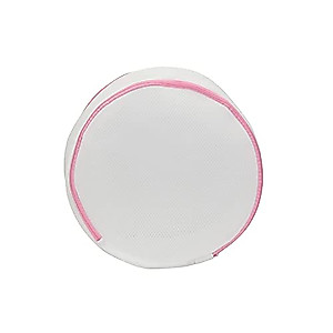 Household Essentials Bra Wash Bag, Large, Soft Polyester Mesh, Dual Zippered Compartments, Snag and Tangle Resistant, Contoured Design, Perfect for Expensive or Delicate Lingerie, White and Pink Trim