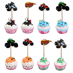 24PCS Blaze and the Monster Machine Cake Topper for Kids Birthday Cake Decorations
