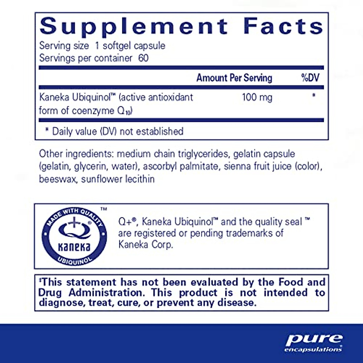 Pure Encapsulations Ubiquinol-QH 100 mg | Active Form of CoQ10 to Support Immune Health, Cellular Energy, and Cardiovascular Health* | 60 Softgel Capsules