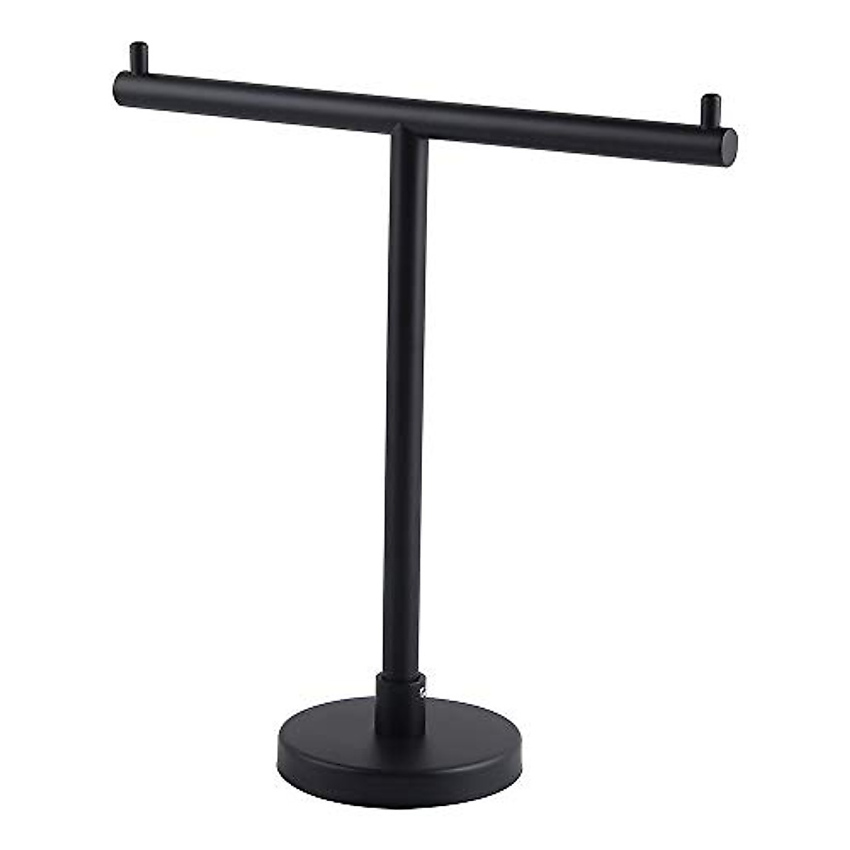 GERZWY Matte Black Hand Towel Holder Tree Rack Free Standing SUS 304 Stainless Steel Countertop Towel Ring DZY08-BK