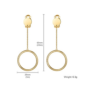 BIRSTONE Women 1 inch Hoop Dangle Style Clip On Earrings for No Pierced Ears