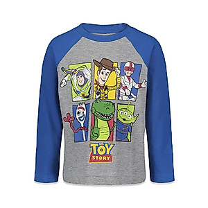 Disney Pixar Toy Story Woody Buzz Lightyear Forky Toddler Boys 2 Pack Long Sleeve T-Shirts Red/Gray/Blue 3T