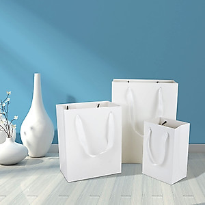 HUAPRINT White Paper Bags,White Gift Bags,Shopping Bags with Handles,30 Pack Small Gift Bags 5.25x3.75x8inch,Retail Bags,Party Favor Bags,Merchandise Business Bags,Wedding Bags