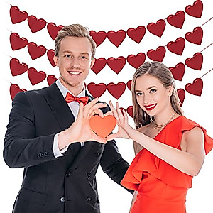 4 Packs Heart Garland Decorations for Valentines Decor Valentines Heart Felt Banner for Valentines Decorations, Anniversary, Wedding, Engagement Party Home Decor