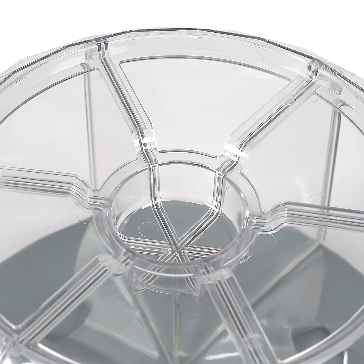 LUGBING One-Click Rice Output Food Containers, 360° Rotatable Grain Separate Storage Box 6 Grid Household Kitchen Storage Container for Rice, Beans, Grains Rotating Rice Dispenser