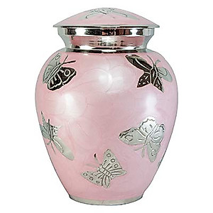 Custom Engraved Pink Butterfly Medium Cremation Urn