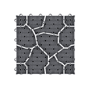 Pure Garden Deck Tiles – Set of 6 Polypropylene Interlocking Patio Tiles – Weather-Resistant Outdoor Flooring for Balcony, Porch, and Garage (Gray)