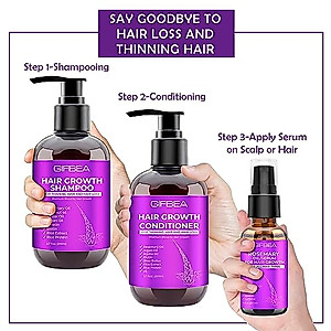 Hair Growth Shampoo and Conditioner Set W/Rosemary Oil Hair Growth Serum,Biotin Argan Oil Castor Oil Coconut Keratin Shampoo for Thinning Hair and Hair Loss,Deep Conditioner for Dry Damaged Curly Hair