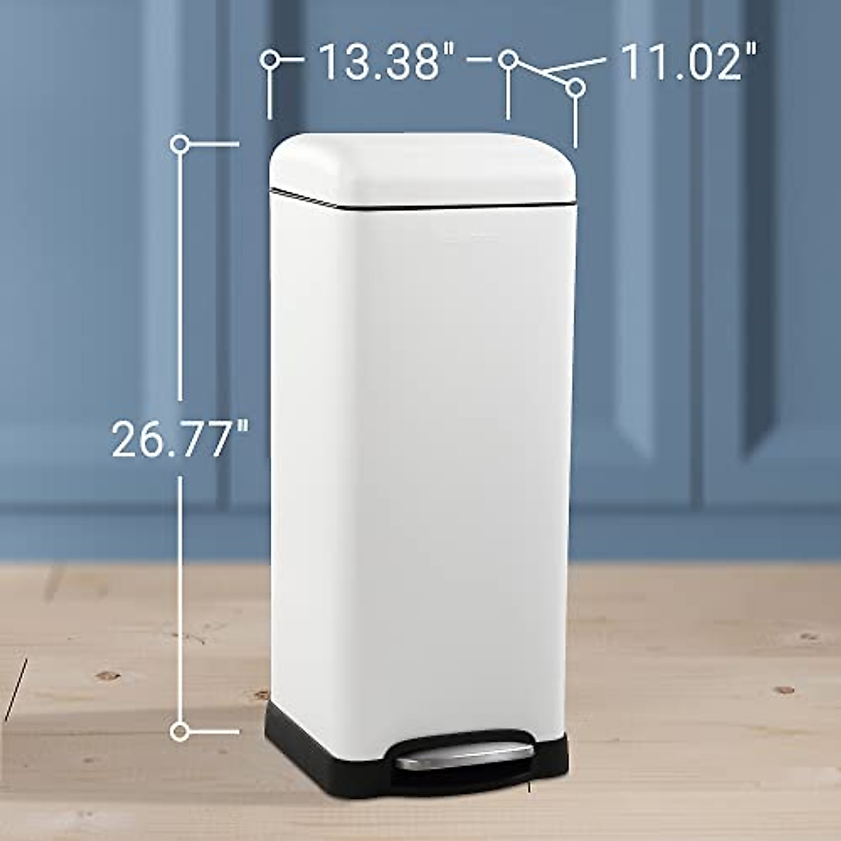 happimess HPM1007A Betty Retro 8-Gallon Step-Open Garbage Can with Soft Close Step, White
