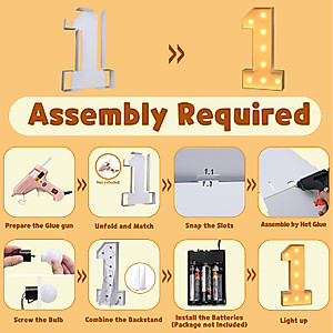 imprsv 3FT Marquee Light Up Numbers, Marquee Numbers for 1st 21st Birthday Decorations Anniversary Party Decor, Mosaic Numbers for Balloons Number 1, Marquee light up letters, Pre-Cut Foam Board Kit