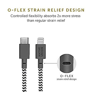 Native Union Belt Cable USB-C to Lightning - 10ft Ultra-Strong Reinforced Cable [MFi Certified] for iPhone 14, iPhone 14 Plus, iPhone 14 Pro, iPhone 14 Pro Max, iPhone 13 and Earlier (Zebra)