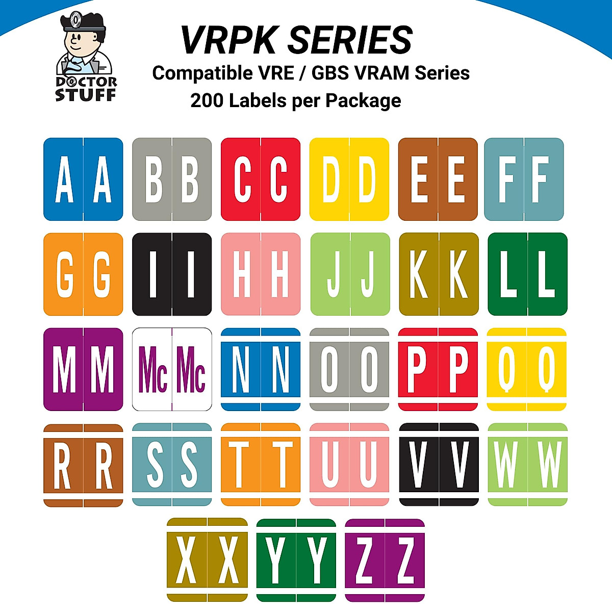 Doctor Stuff - File Folder Labels, Ringbook Sheets Alphabet Letter T, VRE/GBS 8850 - VRAM Series Compatible Alpha Stickers, Orange, 1.3" x 1.25", 200/Package
