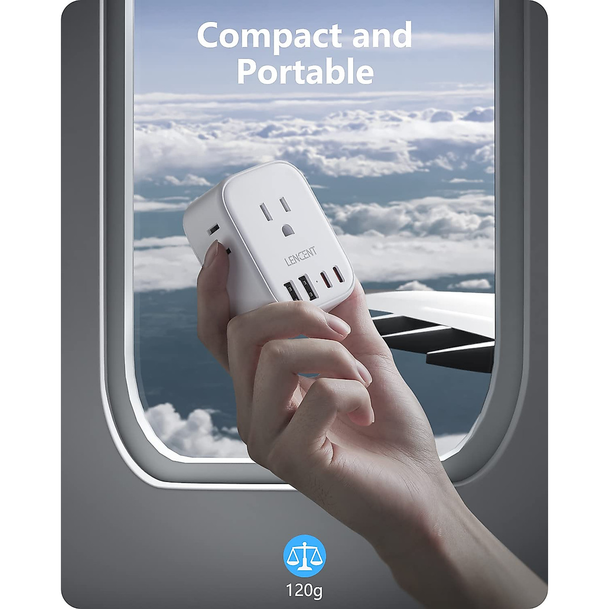 European Travel Plug Adapter, LENCENT International Type-C Foldable Power Plug with 4 Outlets, USB C Charger Adaptor, US to Most of Europe EU Iceland Spain Italy France Germany, Cruise Ship Approved