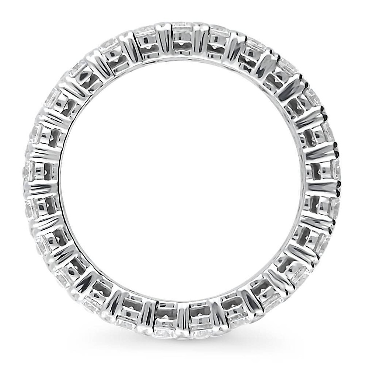 BERRICLE Sterling Silver Wedding Rings Pave Set Cubic Zirconia CZ Anniversary Eternity Ring for Women, Rhodium Plated Size 9.5