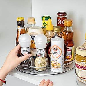 CXRYLZ 2 Pack 9.3 inch Lazy Susan Cabinet Organizer, PET Rotating Storage Rack, Spice Organizer Storage Cabinet, Plastic Lazy Susan Turntable for Fridge Pantry Kitchen Bathroom Bedroom