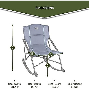 TIMBER RIDGE Folding Rocking Camping Chair, Portable Rocker Chair for Adults with Hard Armrests, Low Outdoor Rocking Chair Foldable for Patio, Garden, Lawn, Supports up to 250 lbs, Blue