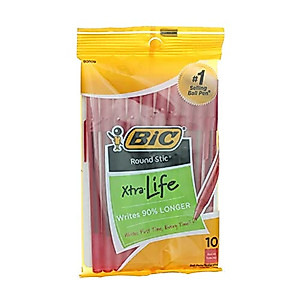 Bic Round Stic Ballpoint Pens Red, 1 ea