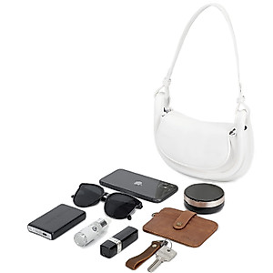 CECILE Designer Shoulder Handbags for Women, Mini Crossbody Purse Bag, Small Trendy Clutches wth 2 Straps (White)