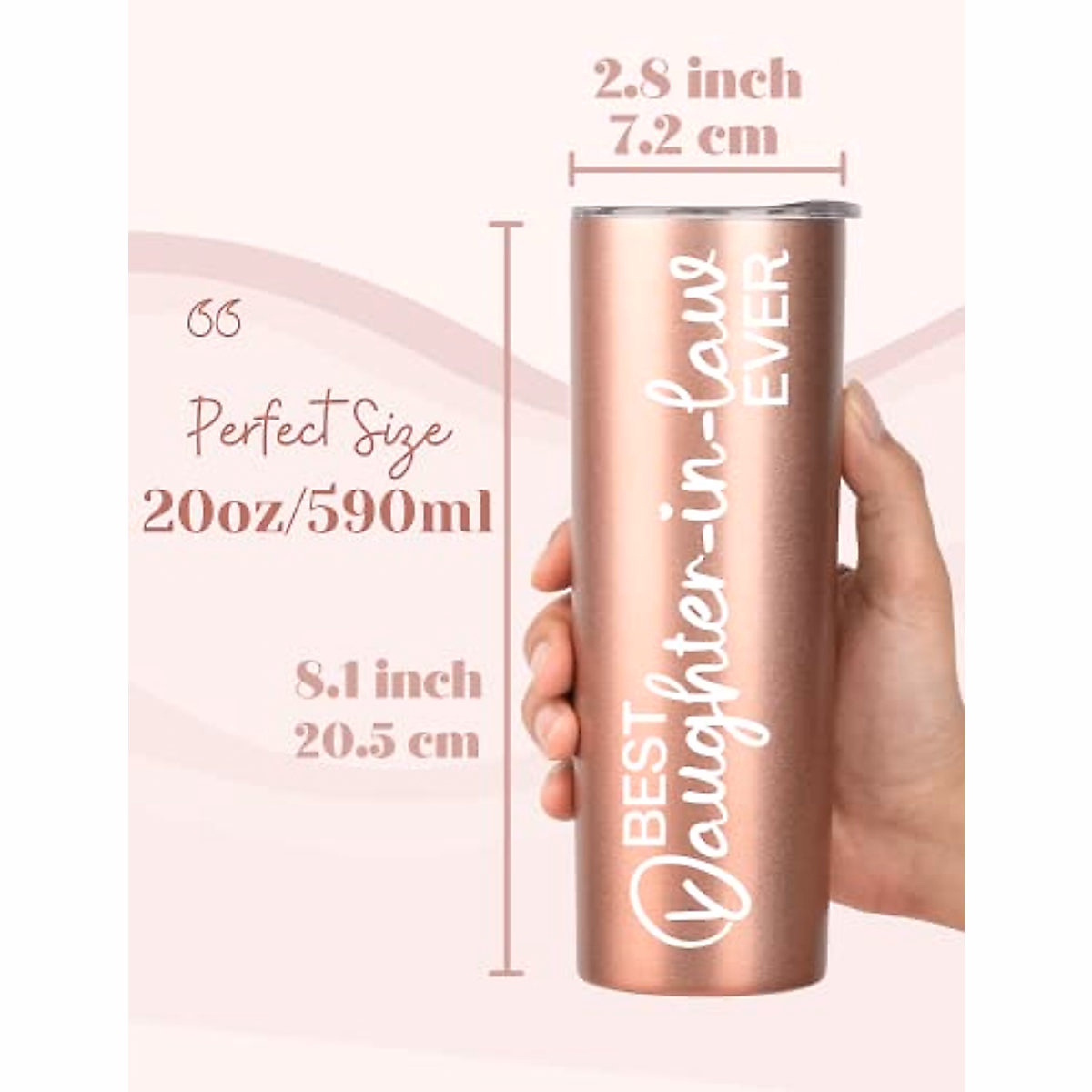 Onebttl Daughter in Law Gifts, Gifts for Daughter-in-Law on Christmas, Mother's Day, 20oz Stainless Steel Skinny Tumbler with Lid Straw - Best Daughter-in-law Ever