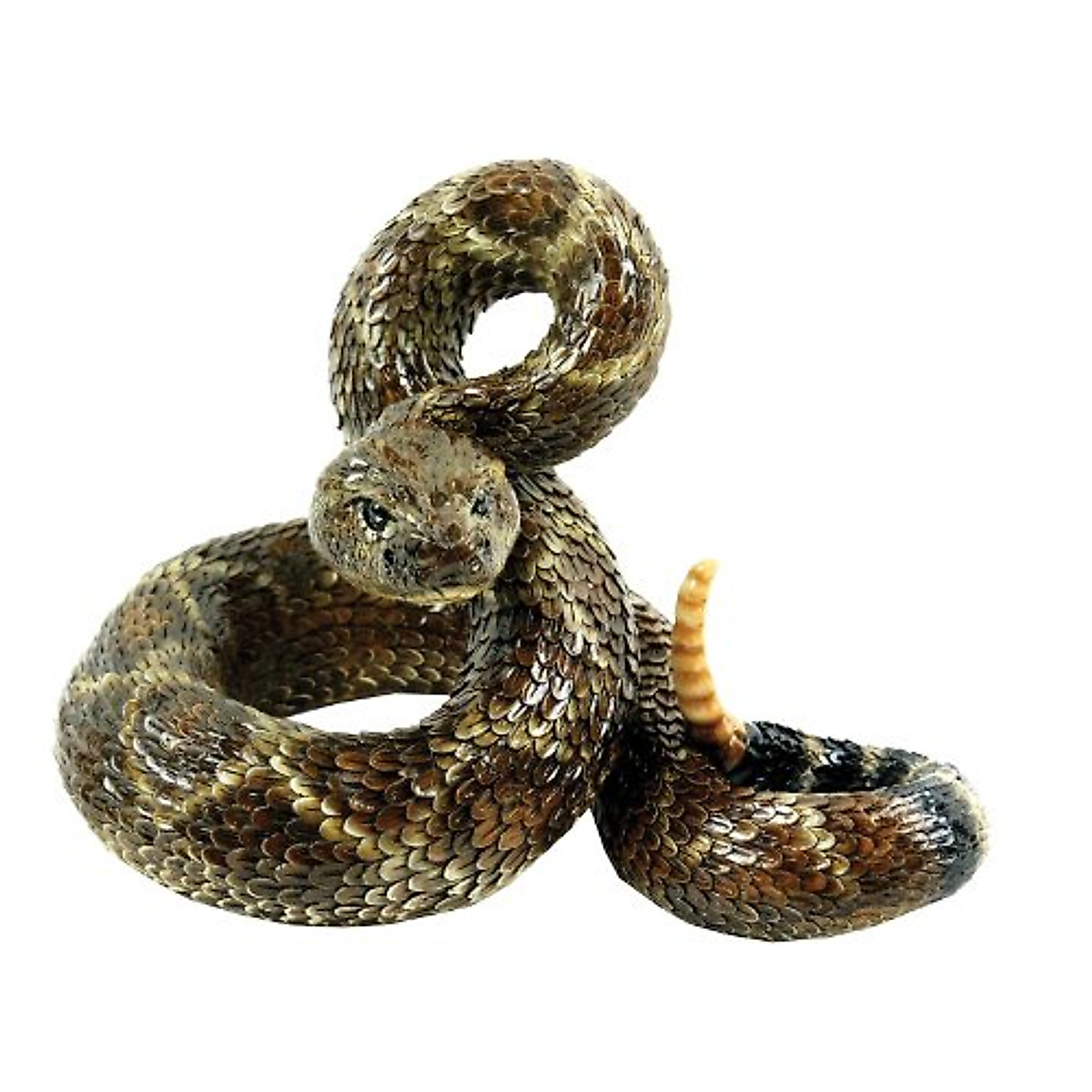Michael Carr Designs Western Diamondback Rattlesnake L - Outdoor Snake Figurine for gardens, patios and lawns (80057),Brown