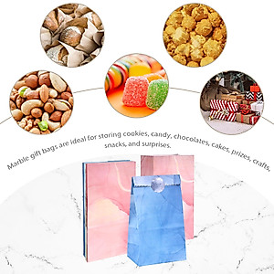 JOHOUSE 54PCS Paper Goodie Bags with Stickers, Colorful Marbleized Treat Bags Party Favor Bags Birthday Gift Bags Party Accessories for Kids Birthday Party