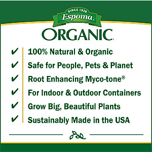 Espoma Organic Potting Soil Mix - All Natural Potting Mix For All Indoor & Outdoor Containers Including Herbs & Vegetables. For Organic Gardening, 8qt. bag. Pack of 1