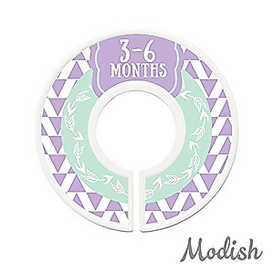 Modish Labels Baby Clothes Size Dividers, Baby Closet Organizers, Closet Size Dividers, Baby Closet Organizers, Clothes Organizer, Girl, Woodland, Arrows, Nordic, Boho, Purple, Lavender, Mint (Baby)