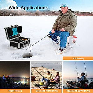 Eyoyo Underwater Fishing Camera 7 inch LCD Monitor Fish Finder Waterproof 1000TVL Fishing Camera 12pcs Infrared Lights for Lake, Boat, Ice Fishing