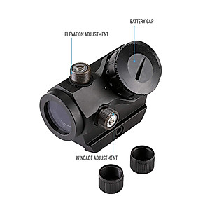 Pinty 1x25mm Tactical Red Dot Sight 3-4 MOA Compact Red Dot Scope 1” Riser Mount for Cowitness with Iron Sights Waterproof and Shockproof Scratch Resistant Amber Lens