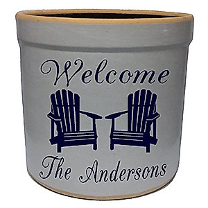 2 Gallon Personalized Stoneware Crock - Adirondack Welcome