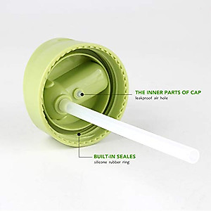 Sivphe Kids Water Bottle with Straw 12oz Leakproof Little School Small Tritan Plastic Drinking Bottle for Boys and Girls Indoor and Outdoor(Green)