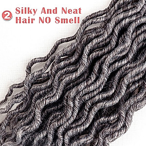 6 Packs Goddess Locs Crochet Hair 14 Inch Gray Wavy Curly Faux Locs Crochet Braids Synthetic Hair Extensions Dreadlocks Crochet Locs Braiding Hair Goddess Brainds Crochet Hair (14" (6 Packs), #51)