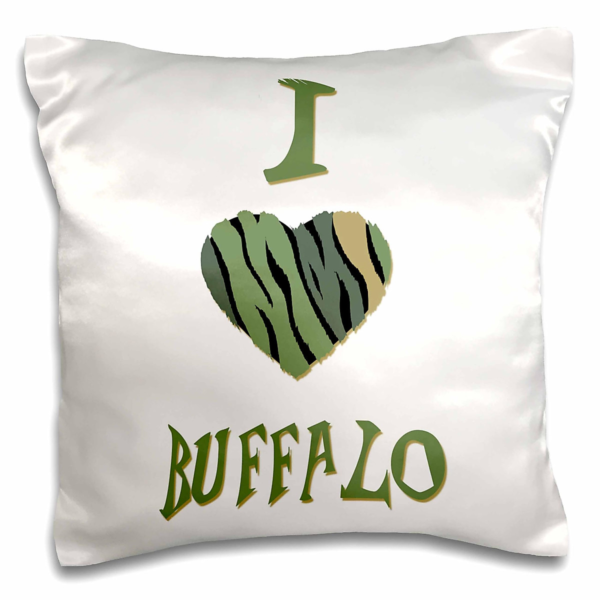 3dRose Camo Colored Striped I Love Buffalo Pillow Case