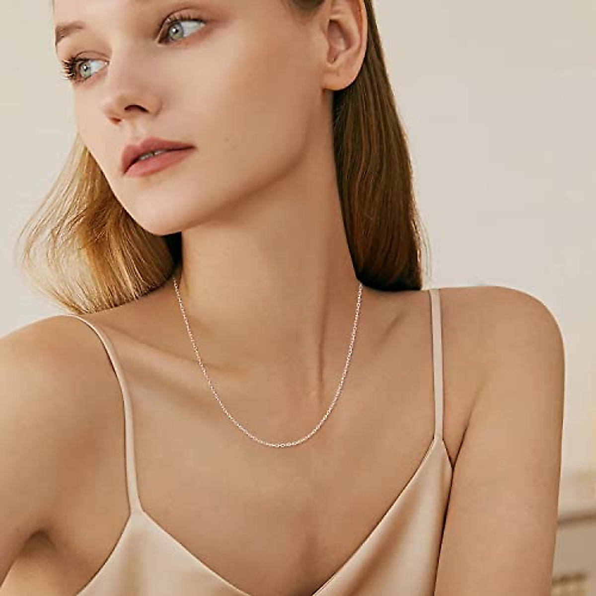 Gacimy Sterling Silver Chain Necklace for Women, 1.3mm Thin 925 Sterling Silver Cable Chain for Women Girls, 18" Length with 2" Extension Chains