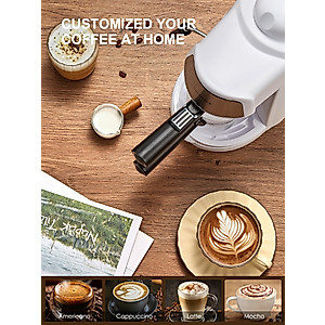 Ihomekee Espresso Machine, 3.5Bar Espresso and Cappuccino Machine with Preheating Function, 4 Cup Coffee Maker with Milk Frothing Function and Steam Wand (White), CM6810