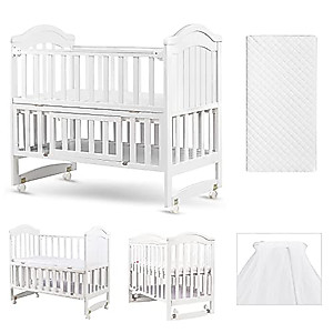 HARPPA Portable Mini Crib 6-in-1 Convertible (Mattress + Mosquito Net Included), Baby Bassinet Bedside Sleeper Bed Fits for Newborn Infants to Toddlers, White