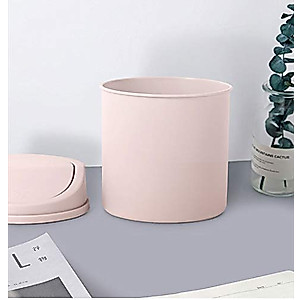 AKOAK 1 Pack Small Table Top Trash can, Mini Clamshell Wastepaper Basket, Simple, Convenient and Durable Household Plastic Storage Bin(Pink)