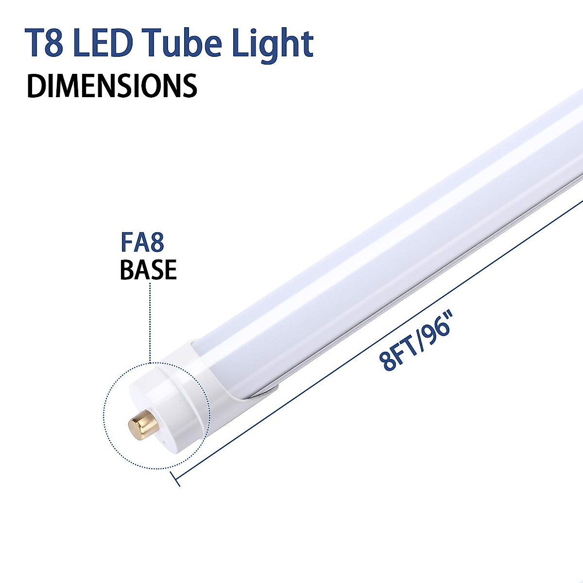 TRLIFE 8FT LED Tube Light, T8 8FT LED Shop Light Bulbs 45W Cool White FA8 Base, Replacement for Florescent Fixtures 6000K, Frosted Cover for Warehouse Workshop Mall Shop Garage(4 Pack)