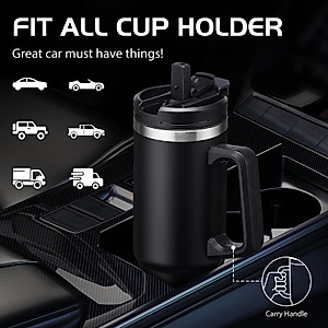 DIGJUPER 30 OZ Tumbler with Handle - Leak-Proof Coffee Mug Insulated Tumbler with Flip & Straw Lid, Carrier Bag, Stainless Steel Water Bottle Fits Cup Holder, Water Cup Travel Tumbler