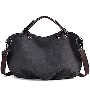 Mudono Top Handle Handbag for Women Large Capacity Shoulder Bag Canvas Crossbody Bag Casual Tote Bag Retro Satchel Purse