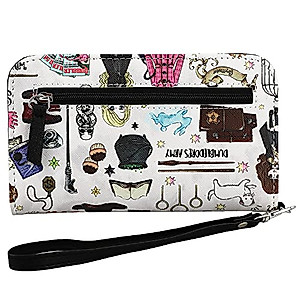 Bioworld Harry Potter Hogwarts Chibi Characters & Icons All Over Print White Tech Wallet