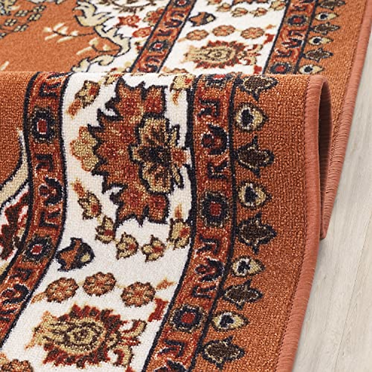 Antep Rugs Alfombras Oriental Traditional 8x10 Non-Skid (Non-Slip) Low Profile Pile Rubber Backing Indoor Area Rugs (Rust Brown, 7'10" x 10')