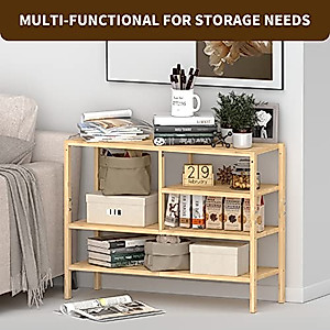 CozyBath Bamboo Shoe Rack, 4 Tiers Shoe Organizer for Closet, Sturdy Boots Shoes Storage for 20-24 Pairs, FreeStanding Shoe Shelf with Removable Pocket for Entryway Bedroom Front Door