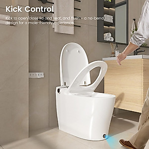 DA80 Smart Toilet, Modern Elongated Bidet Toilet with Built-in Water Tank, Assisted Pump, Heated Seat, 1.06 GPF Auto Flush, Warm Water, Remote and Foot Kick Operation, Plus Blackout Flush Feature