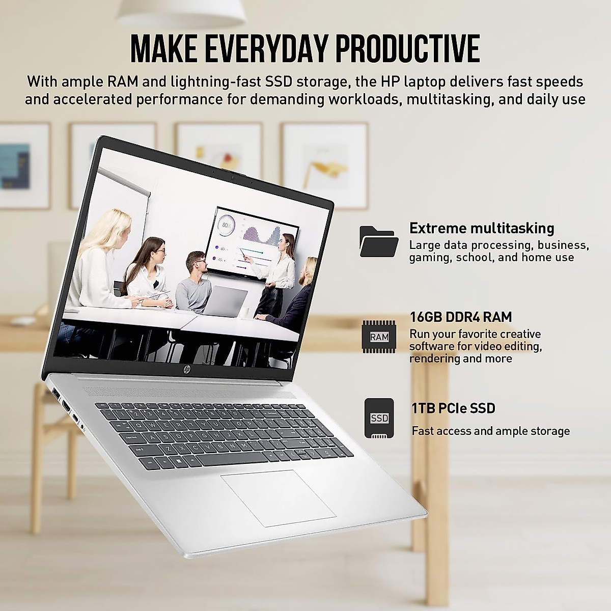 HP 17 Business Laptop Computer, 11th Gen Intel Core i5-1135G7, 17.3" FHD IPS Display, Windows 11 Pro, 32GB RAM, 1TB SSD, Wi-Fi 6, Bluetooth, Webcam, Backlit Keyboard, 32GB Tela USB Card