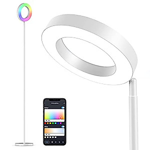 Banord Floor Lamp, Smart RGBW LED Torchiere Floor Lamp with Double Side Lighting, WiFi Modern Standing Lamp Works with Alexa, 2700-6500K Color Changing Dimmable Tall Lamps for Living Room Bedroom, 42W