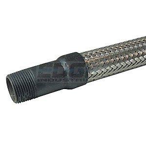 INDUSTRIAL GRADE HEAVY DUTY FLEXIBLE METAL HOSE CONNECTOR (MADE IN USA) 1" MALE NPT ENDS x 36 inch TOTAL LENGTH STAINLESS STEEL BRAIDED FLEX