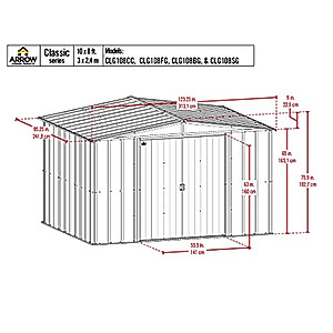 Arrow Sheds Amazon Exclusive Classic 10' x 8' Charcoal Steel Storage Shed with Included Floor Frame Kit