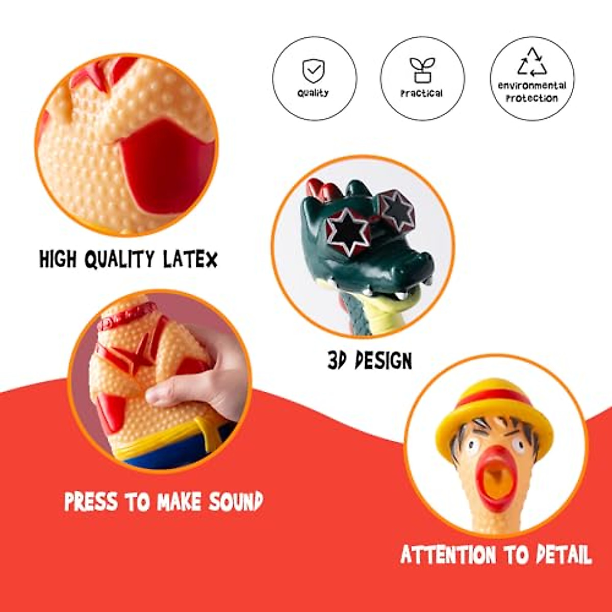 Lufei Squeaky Rubber Chicken Dog Toy - Screaming Dinosaur Squeaky for Small/Medium Dogs