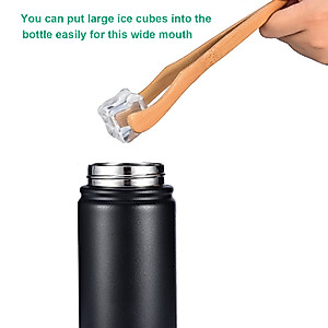 Hytodre Insulated Water Bottle,Stainless Steel Vacuum Insulated Water Bottle, Double-Wall Thermos Water Bottle with Leak Proof Spout and Handle Lid,Black,18oz